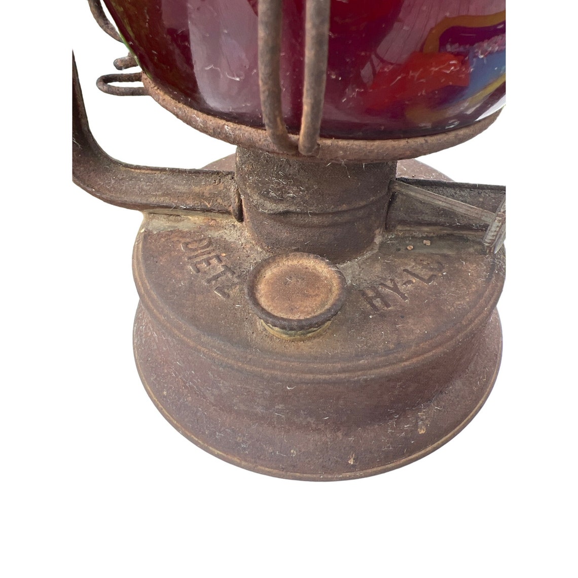 Antique Dietz Red Glass Lantern NY USA Rustic Kerosene Railroad Oil ...