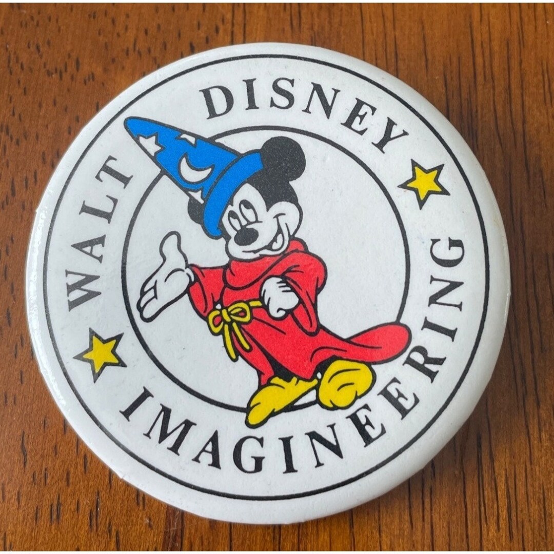 WDI Walt Disney Imagineering Pin Back 2.5" Button Sorcerer Mickey Cast ...