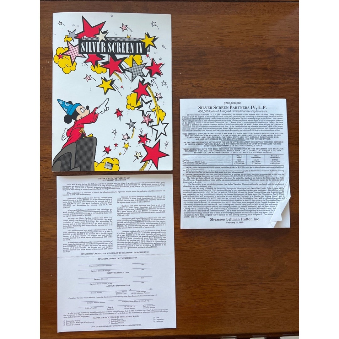 Walt DISNEY Lehman Prospectus Fantasia MICKEY MOUSE Silver Screen Press ...