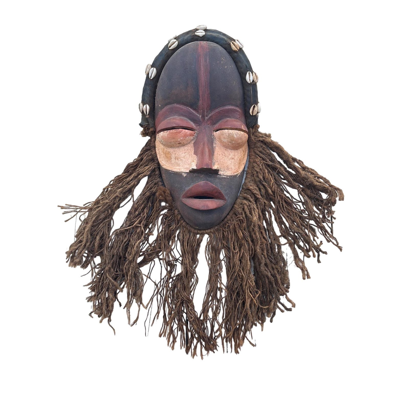 Dan African Tribal Mask With Raffia Hair & Cowrie Shells Decor - Etsy