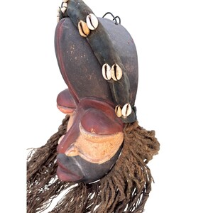 Dan African Tribal Mask With Raffia Hair & Cowrie Shells Decor - Etsy