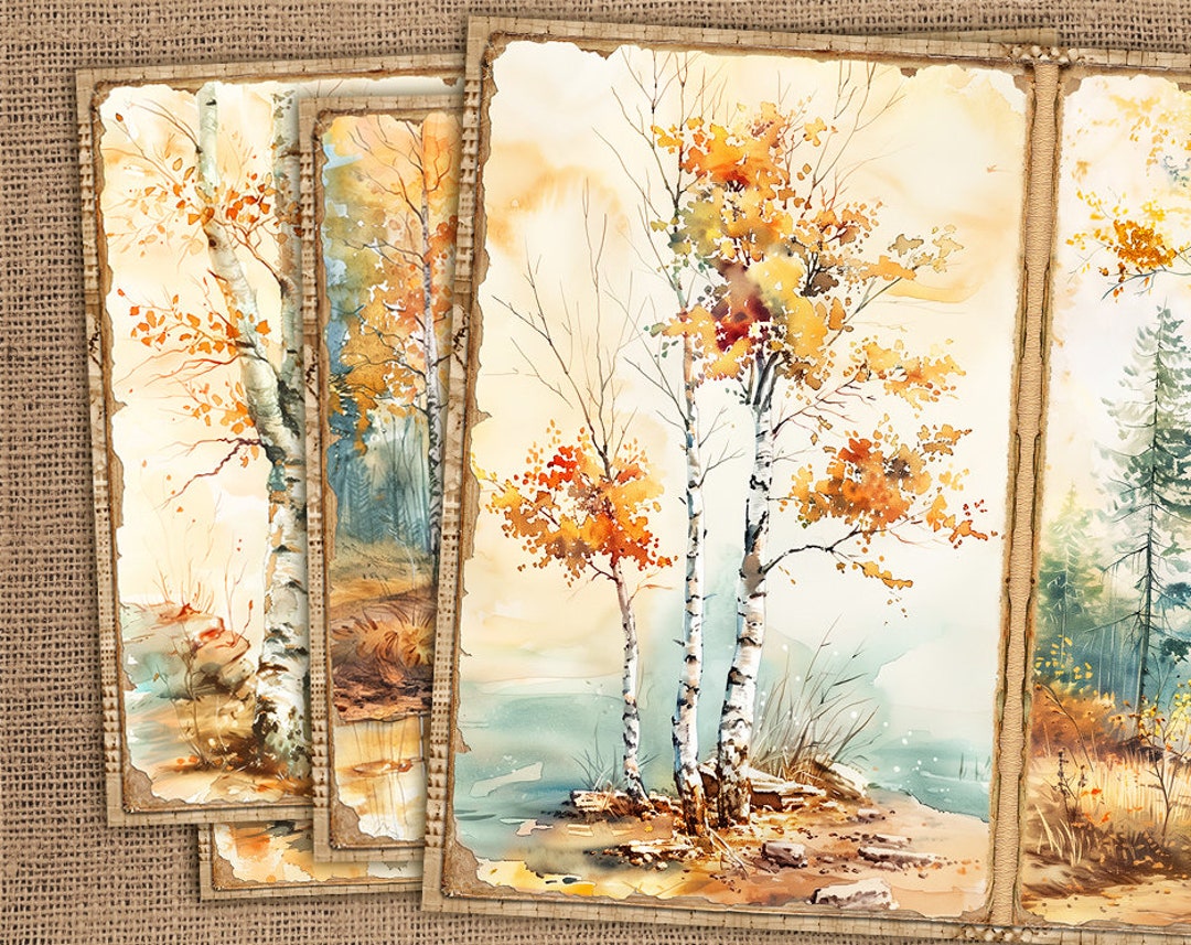 Watercolor Birch Forest Junk Journal Printable Pages, Forest Junk ...