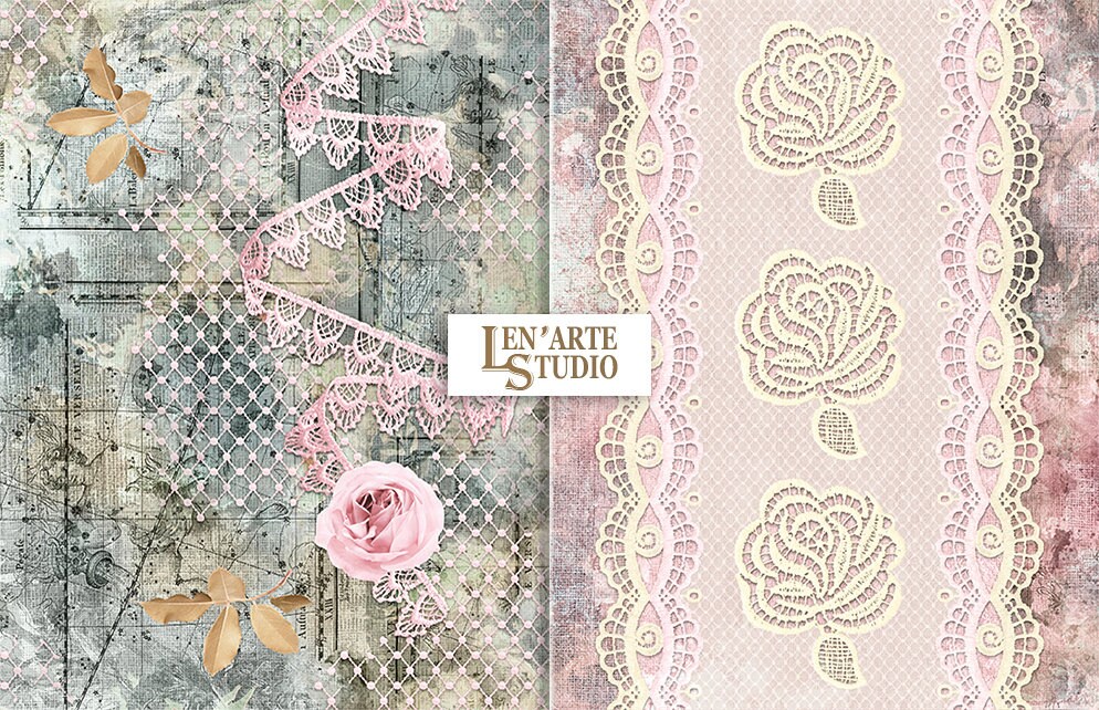 Digital Lace Junk Journal Paper, Pink Lace Collage Sheets, Printable ...