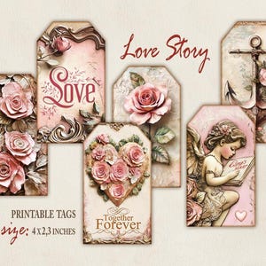 Valentines Digital Papers, Valentine's Day Junk Journal Paper, Romantic ...