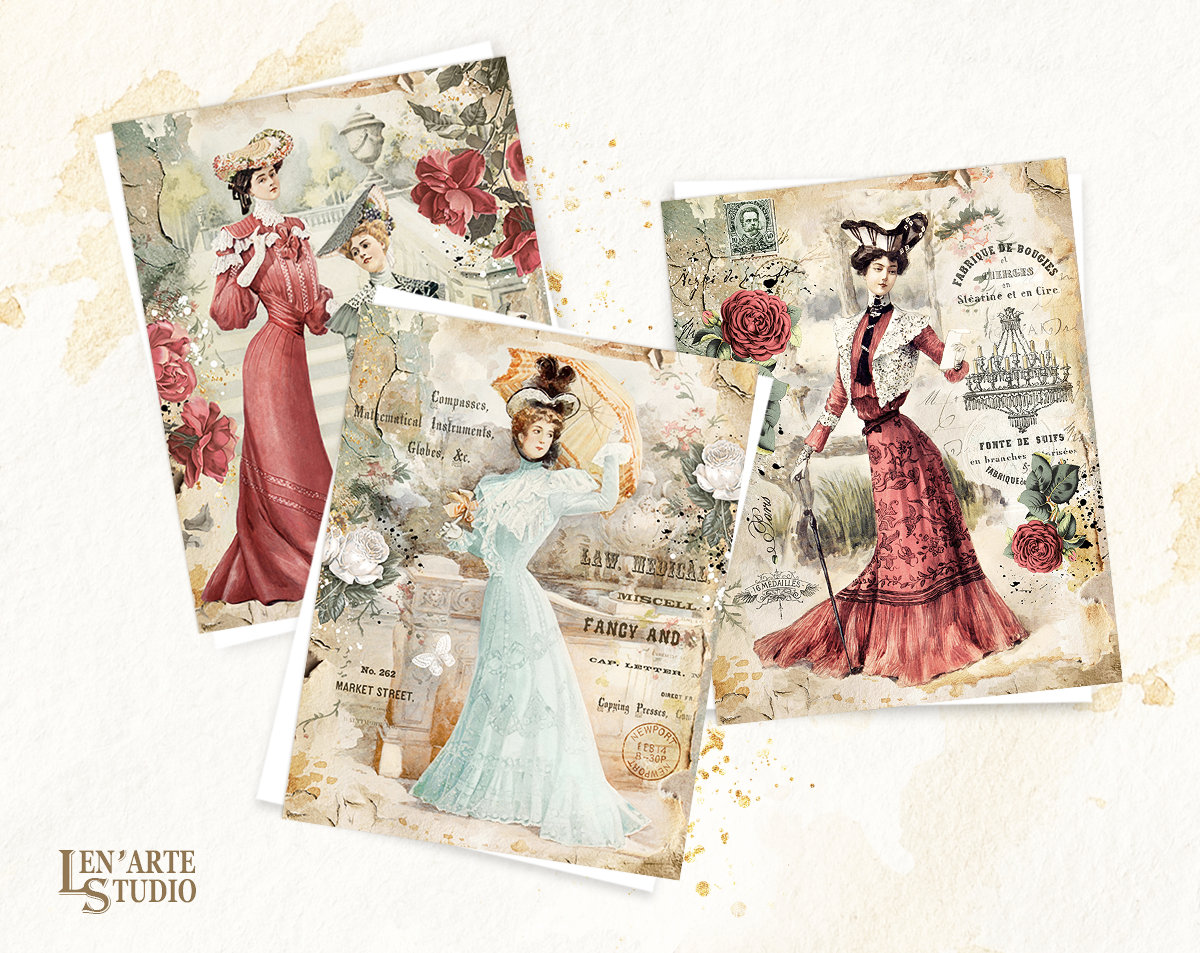 Victorian Ladies Junk Journal Pages, Vintage Victorian Lady Collage ...