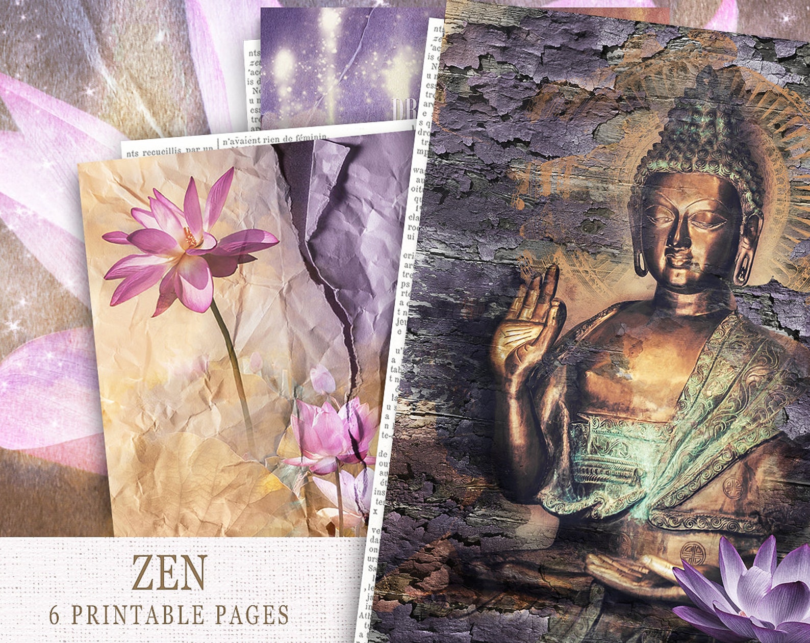 Printable ZEN Junk Journal Pages, Digital Journal Pages, Meditation ...