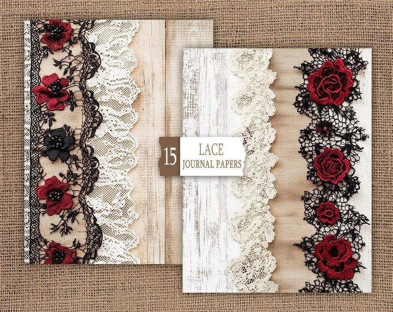Holiday Lace Journal Papers, Printable Christmas Lace Shabby Chic Pages ...