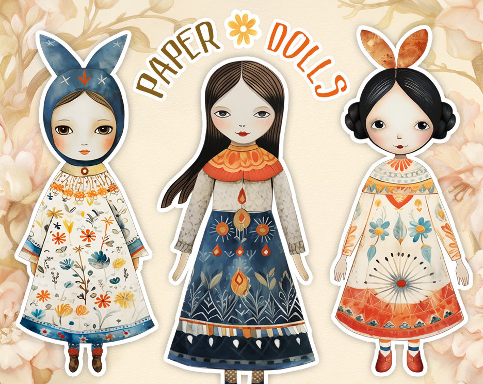 Printable Paper Dolls Kit, Digital Easter Paper Dolls Clip Art, Fussy ...