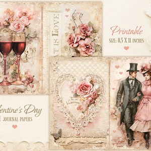 Valentines Digital Papers, Valentine's Day Junk Journal Printable ...