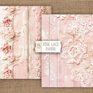 Pink Lace Journal Papers, Printable Lace Shabby Chic Pages, Paper ...