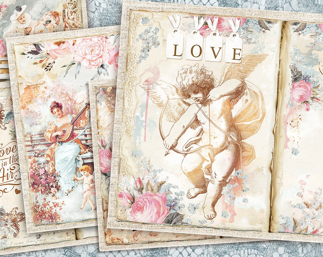 Junk Journal Kit, Printable Valentine's Day,vintage Collage Sheets ...
