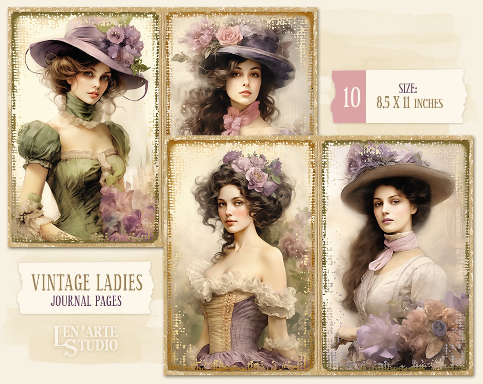 Victorian Ladies Junk Journal Pages, Vintage Woman Collage Sheet ...