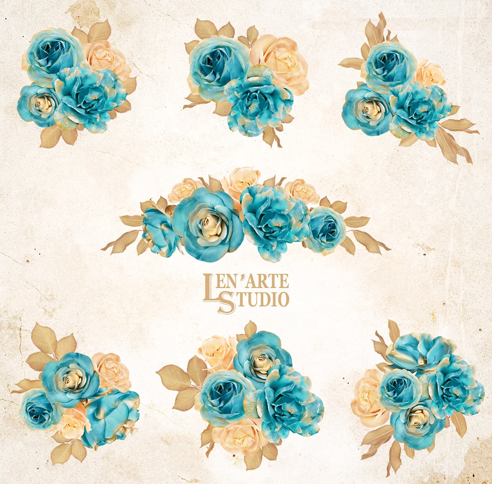 Teal Roses Clip Art, Teal Roses Bouquet Clipart, Real Flower Clip Art ...