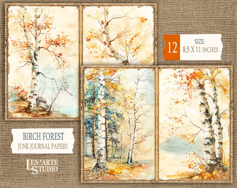 Watercolor Birch Forest Junk Journal Printable Pages, Forest Junk ...