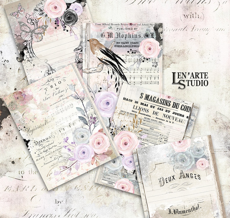 Junk Journal Printable Pages Vintage Floral Decorative Pages - Etsy