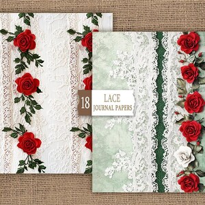 Christmas Lace Journal Papers, Printable Festive Lace Pages,digital ...