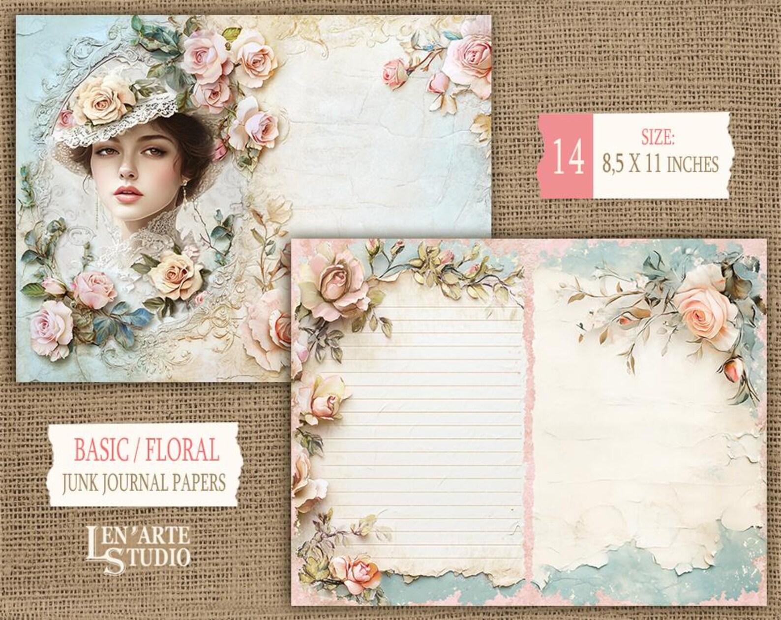 Vintage Lined Journal Pages, Basic Junk Journal Kit, Printable Blank ...