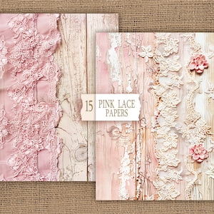 Pink Lace Journal Papers, Printable Lace Shabby Chic Pages, Paper ...
