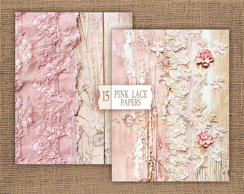 Pink Lace Journal Papers, Printable Lace Shabby Chic Pages, Paper ...