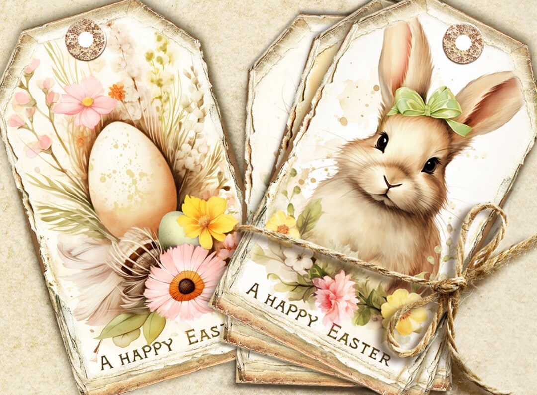 Vintage Easter Tags, Printable Easter Tags,easter Ephemera, Easter ...