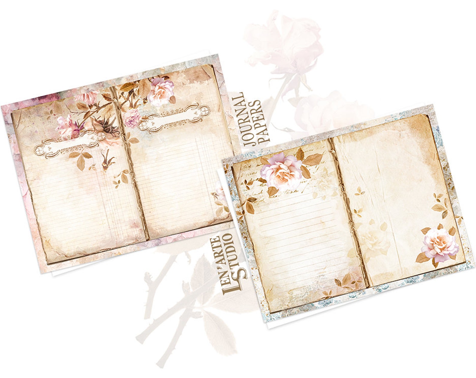 Blank Lined Journal Pages, Junk Journal Basic Papers, Printable Shabby ...