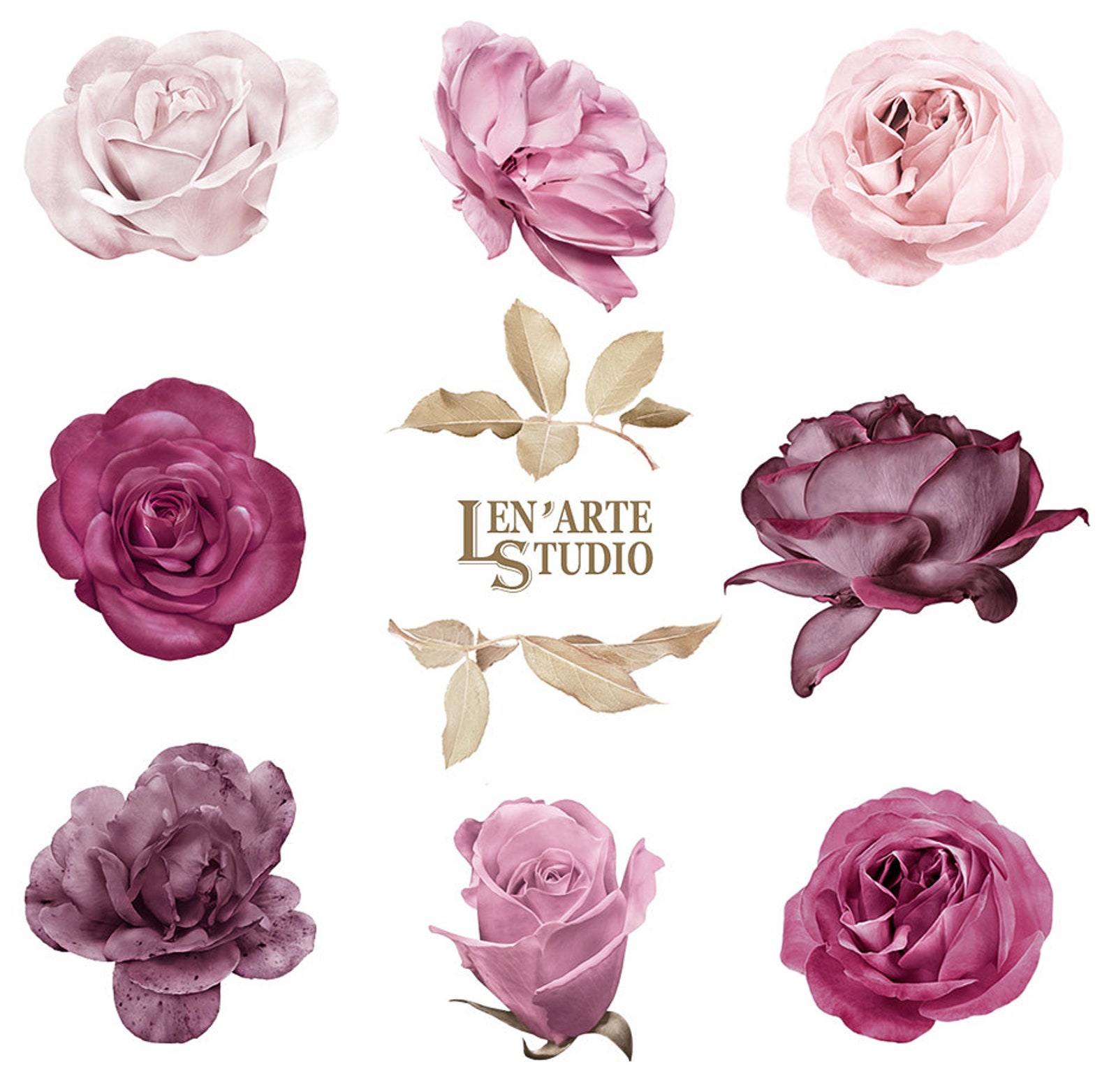Digital Roses Clip Art Tyrian Purple Roses Bouquet Clipart - Etsy