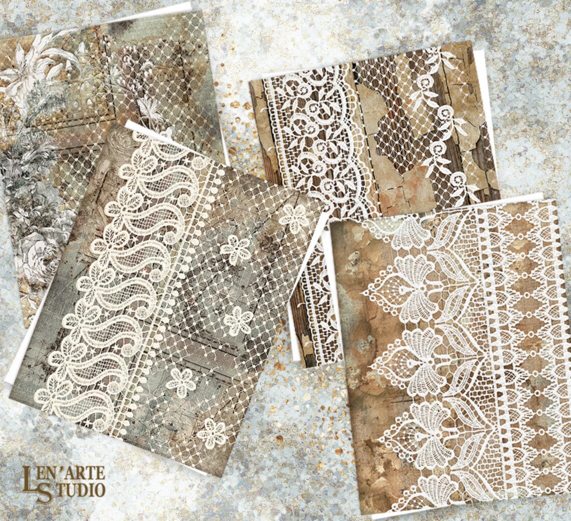 Lace Junk Journal Printable Pages Digital Lace Collage | Etsy