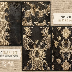 Junk Journal Printable Lace Papers, Digital Dark Lace Collage Sheets ...