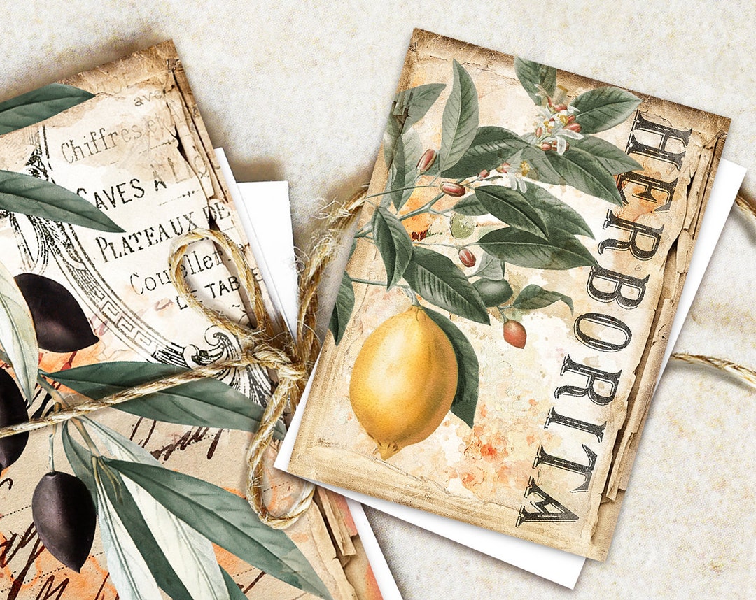 ATC Vintage Fruits Botanical Card Set, Printable Collage Sheet Download ...