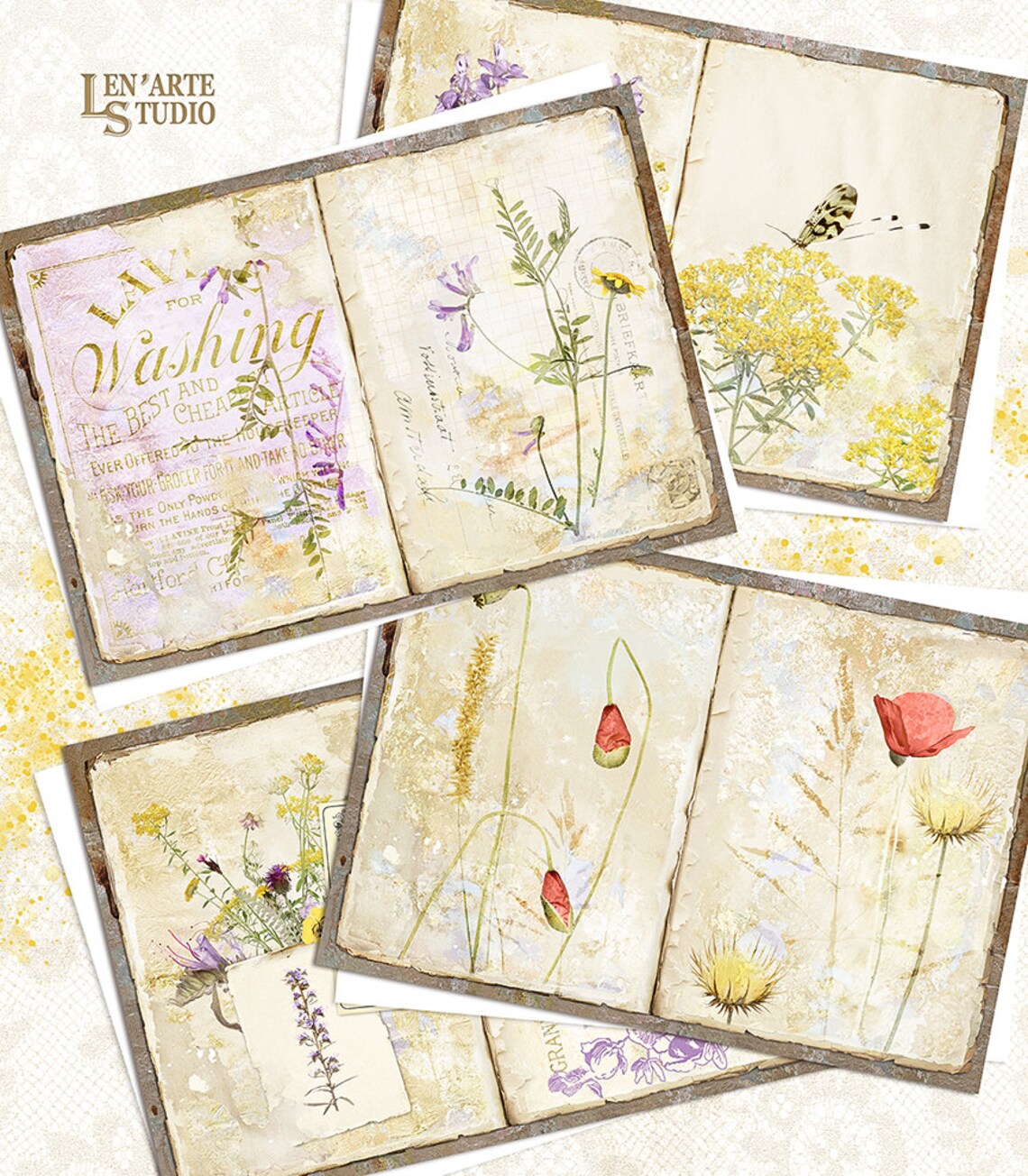 Botanical Junk Journal Pages Wild Flowers Journal Printable | Etsy