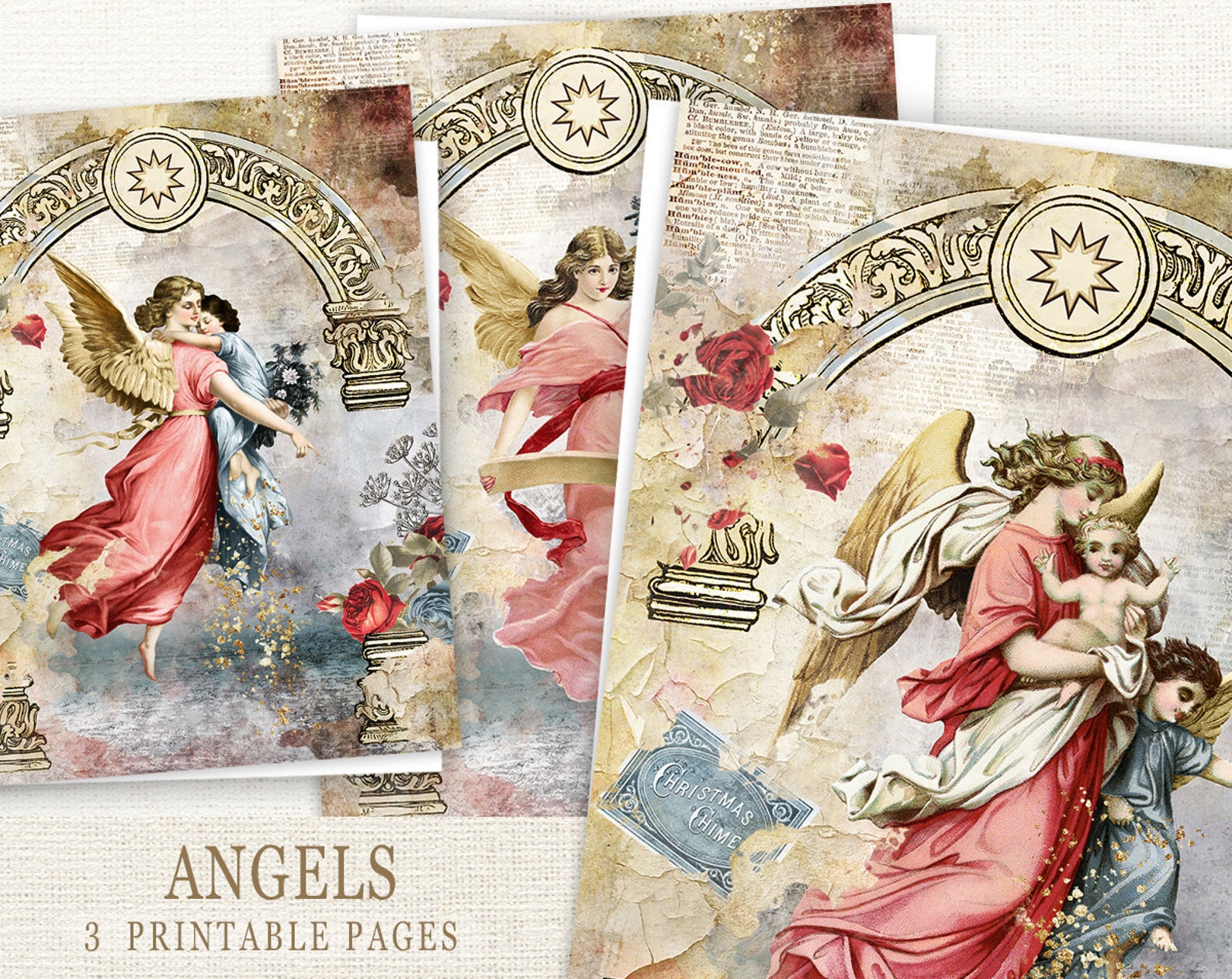 Printable Christmas Angels Journal Pages Vintage Christmas | Etsy