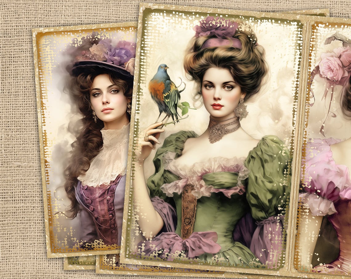 Victorian Ladies Junk Journal Pages, Vintage Woman Collage Sheet ...