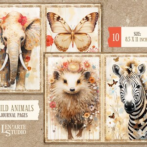 Wild Animals Junk Journal Kit, Woodland Animals Printable Papers ...