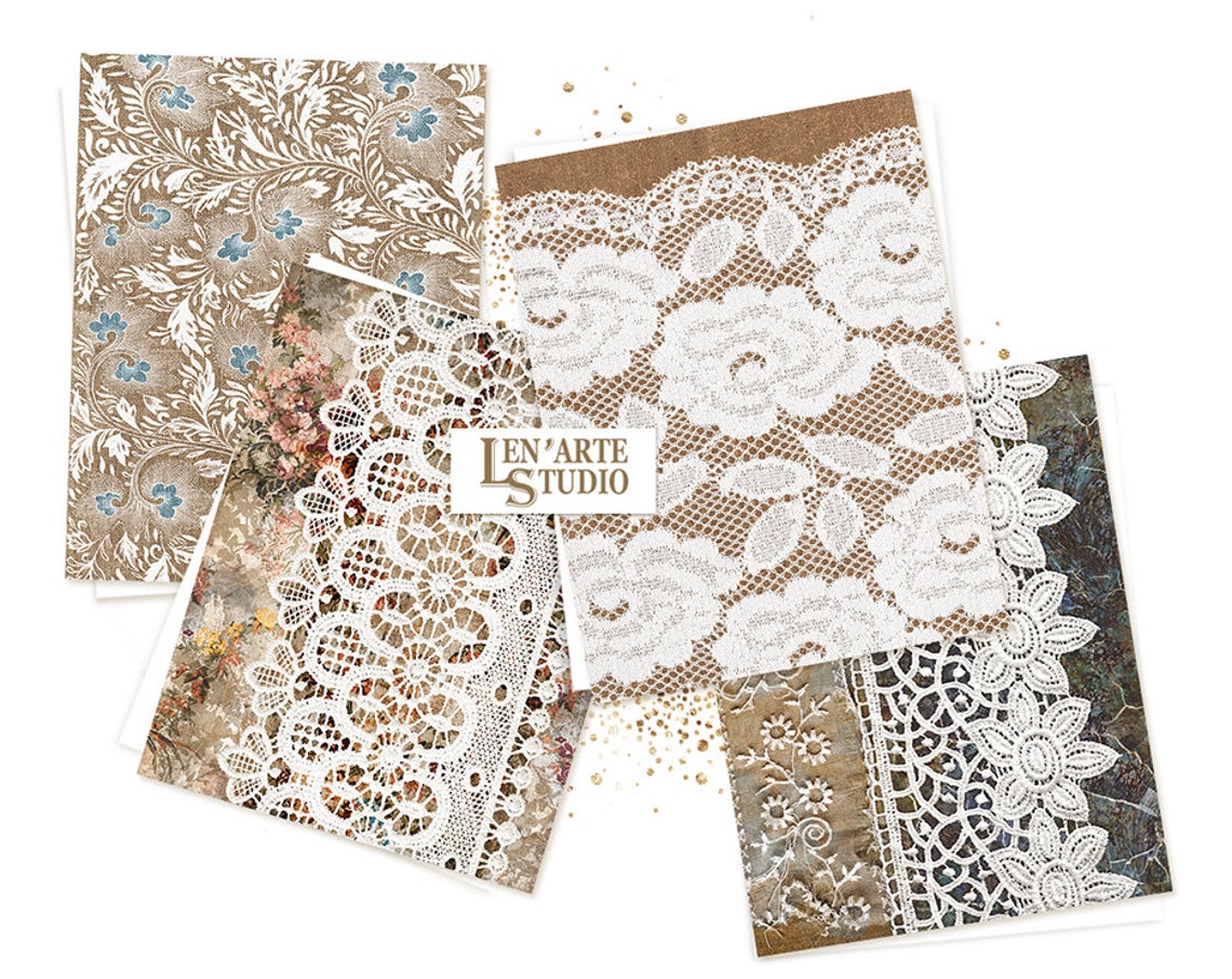 Printable Lace Junk Journal Paper, Digital Lace Collage Sheets, Digital ...