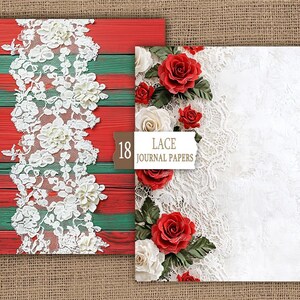 Christmas Lace Journal Papers, Printable Festive Lace Pages,digital ...