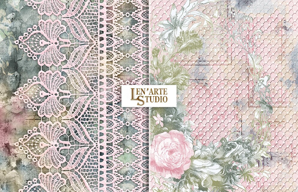 Digital Lace Junk Journal Paper, Pink Lace Collage Sheets, Printable ...