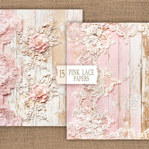Pink Lace Journal Papers, Printable Lace Shabby Chic Pages, Paper ...
