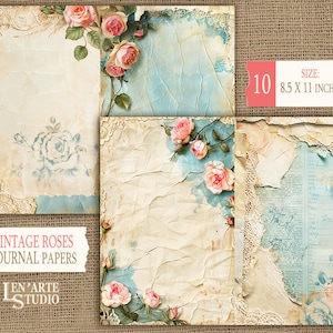Blank Junk Journal Pages, Floral Junk Journal Kit, Basic Papers, Blue ...