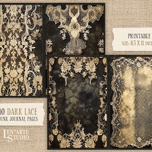 Junk Journal Printable Lace Papers, Digital Dark Lace Collage Sheets ...