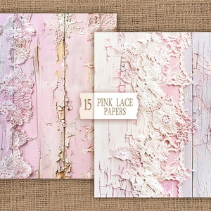 Pink Lace Journal Papers, Printable Lace Shabby Chic Pages, Paper ...