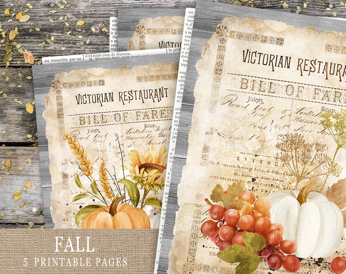 Fall Junk Journal Printable Vintage Autumn Papers Pumpkin | Etsy