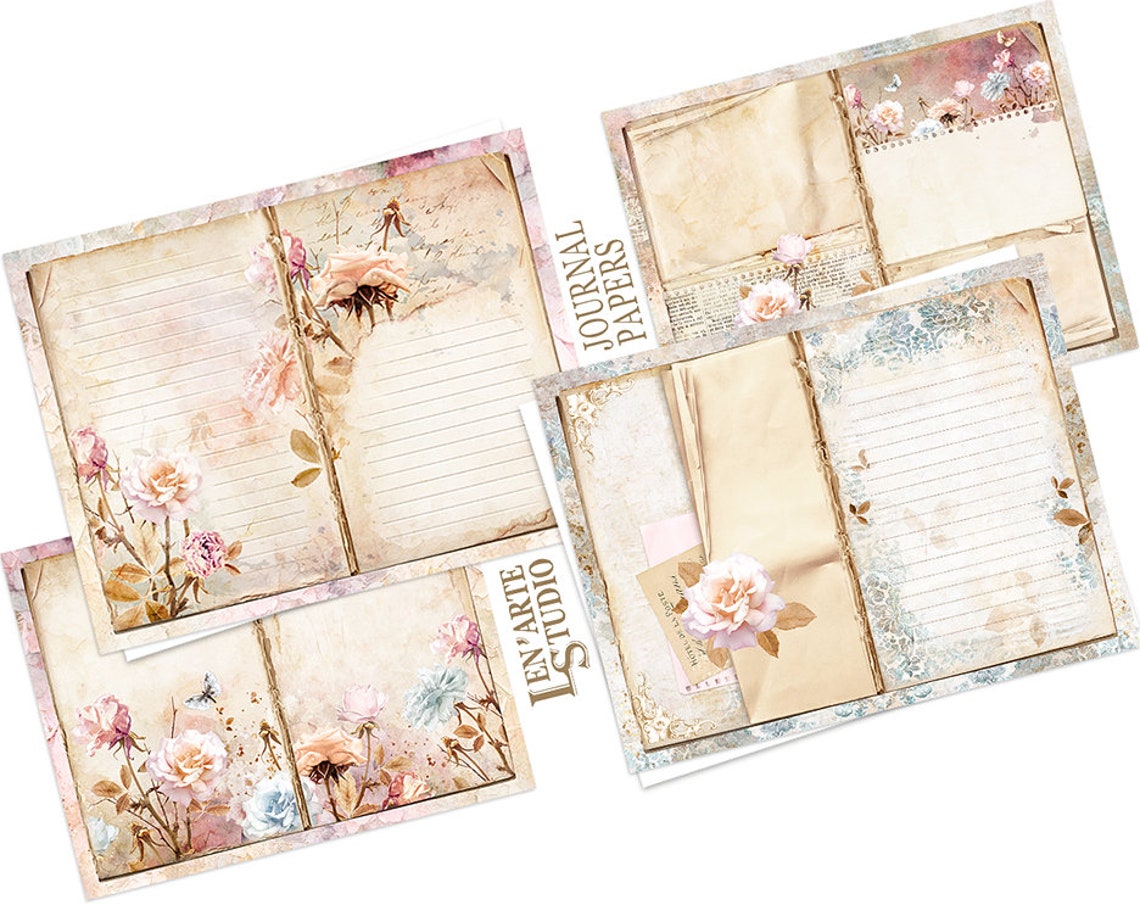 Blank Lined Journal Pages, Junk Journal Basic Papers, Printable Shabby ...