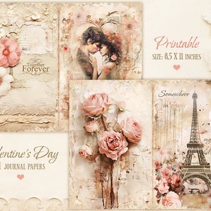 Valentines Digital Papers, Valentine's Day Junk Journal Printable ...