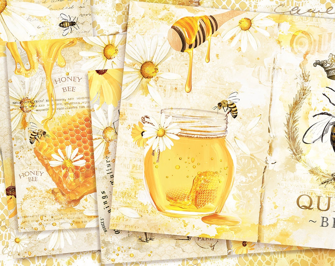 Bee Journal Pages, Digital Junk Journal Papers, Honey Bee Printable Kit ...