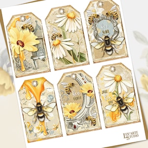 Vintage Journal Bees Tags, Honey Bee Journaling Tags,bee Journal ...