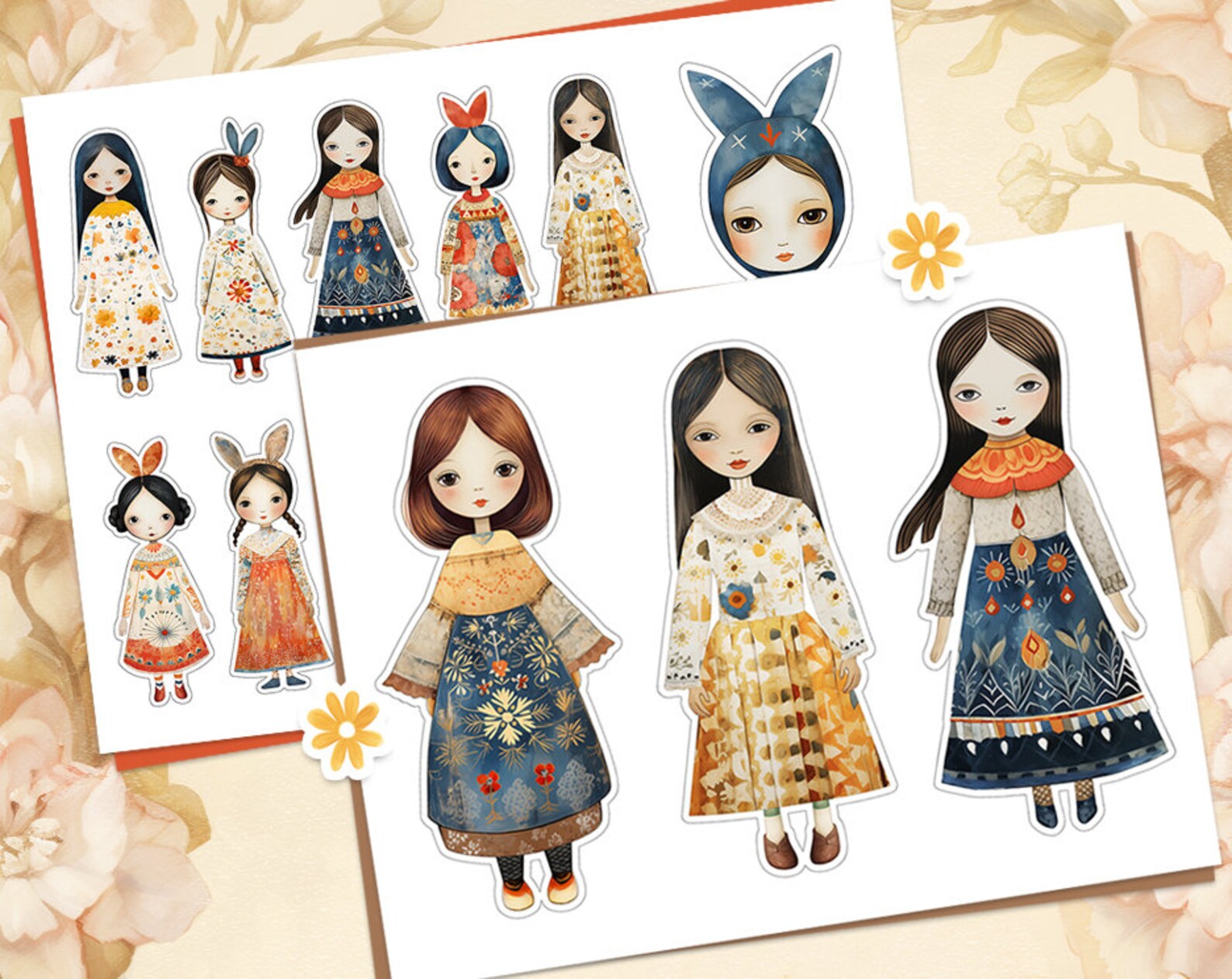 Printable Paper Dolls Kit, Digital Easter Paper Dolls Clip Art, Fussy ...