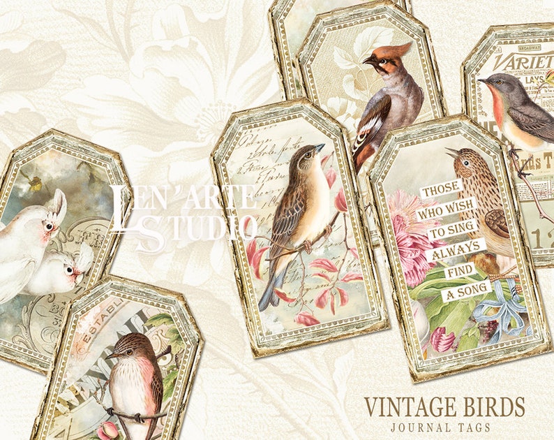 Vintage Birds Journal Tags Birds Printable Tags Vintage - Etsy