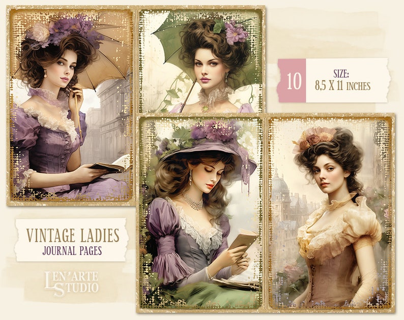 Victorian Ladies Junk Journal Pages, Vintage Woman Collage Sheet ...