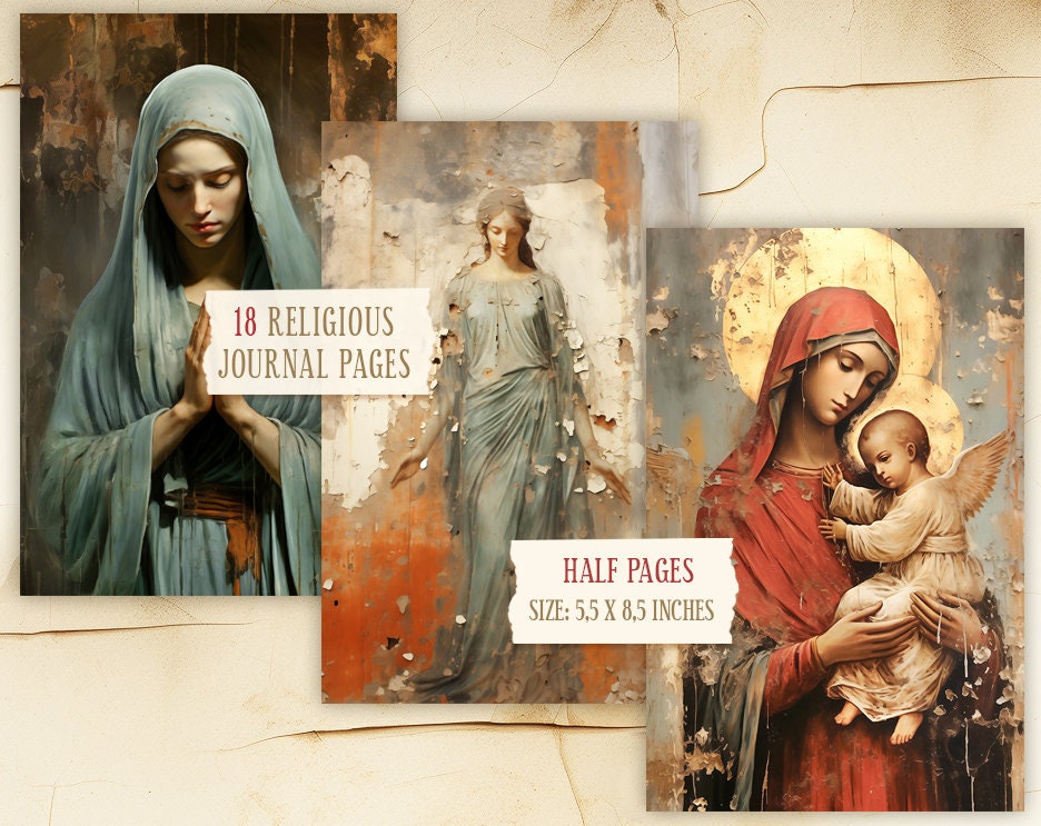 Religious Junk Journal Printable Paper, Virgin Mary Printables ...