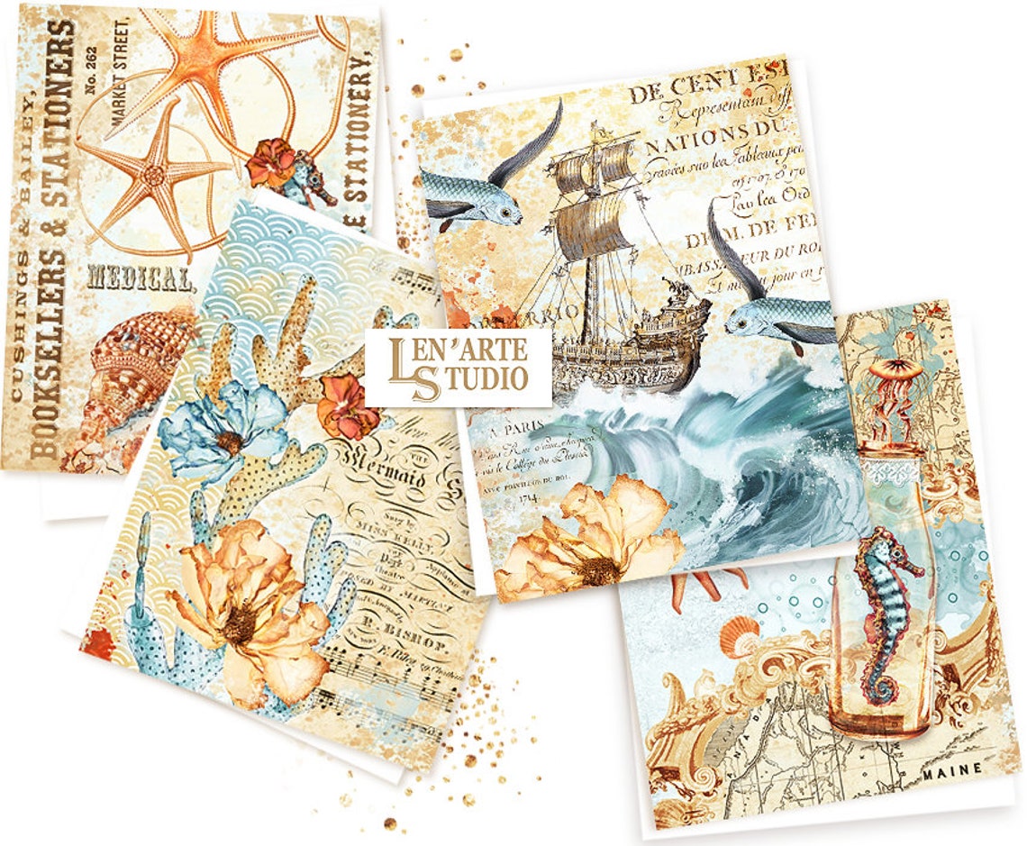 Ocean Junk Journal Printable Papers Vintage Mermaid Paper - Etsy